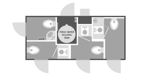 Four-Stall Portable Restroom Trailers | First Class Rentals